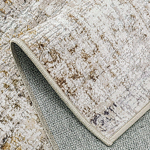 PureCozy Modern Brown Area Rug 4x6 Machine Washable Living Room Rug Kitchen Mat Non Slip Entryway Rug Indoor Accent Rug Abstract Distressed Throw Rug for Dining Room Bathroom