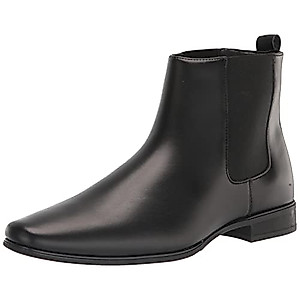 Calvin Klein Men's Brayden Boot, Black Leather, 10