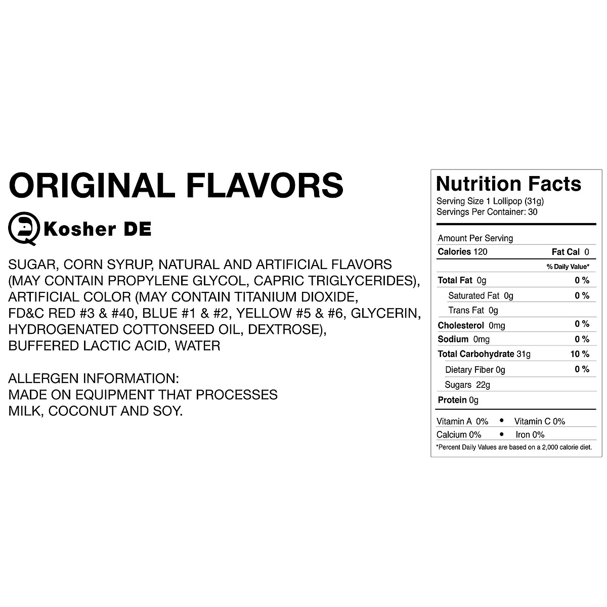 Original Gourmet Lollipops, Cotton Candy, 30 Count,Multicolor