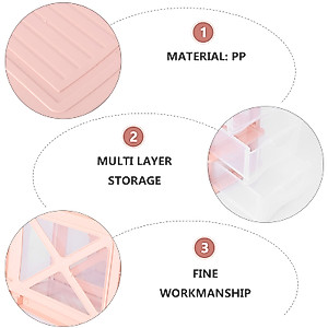 Toyvian Plastic Drawers Organizer, 1Pc 3-Layer Desktop Storage Box Transparent Storage Drawer for Home Office - Pink