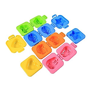 Qiilu Egg Molds, 6Pcs Set Food Grade PP Plastic, Decorative Food Shaping for Boiled Eggs, Box Preparation, Cute Shapes - Rabbit, Bear, Fish, Car, Star, Love Heart