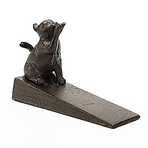 Sungmor Heavy Duty Cast Iron Cat Door Stops | Decorative Cute Animal Statue Metal Door Stopper Wedge with Non-Slip Mat | Solid & Antique Style Windproof Door Holder for Patio Yard Garden Farmhouse