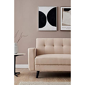 Meiyum Mid-Century Modern Loveseat/Sofa/Couch, with Upholstered Fabric in Brown for Living Room, Bedroom, Office, Apartment - Beige