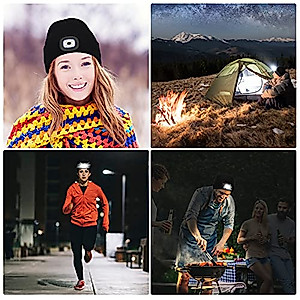 Beanie Hat with Light Unisex LED Beanie Hat with Light USB Rechargeable Running Hat Alpine Cap Gift for Men and Women Teens (Grey)