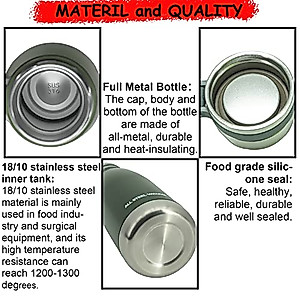 LJNYIE Metal Water Bottles Insulated 22/28/37oz Stainless Steel 18/10 Vacuum Reusable Simply Modern Flask for Sports Boys Girls Flask Travel Gym Bike Water Bottles with Filter Handle