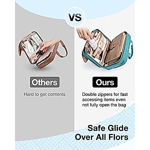 BAGSMART Toiletry Bag Hanging Travel Makeup Organizer with TSA Approved Transparent Cosmetic Bag Makeup Bag for Full Sized Toiletries (Blue, Large)