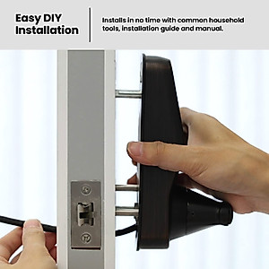 Lockly Secure Plus, Bluetooth Smart Lock, Keyless Entry Door Lock, PIN Genie® Keypad, 3D Biometric Fingerprint Sensor, Auto Lock - Satin Nickel (PGD628FSN) - Latch Edition