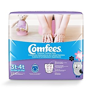 Comfees Girl Training Pants, Size 4T-5T, White, 114 Count