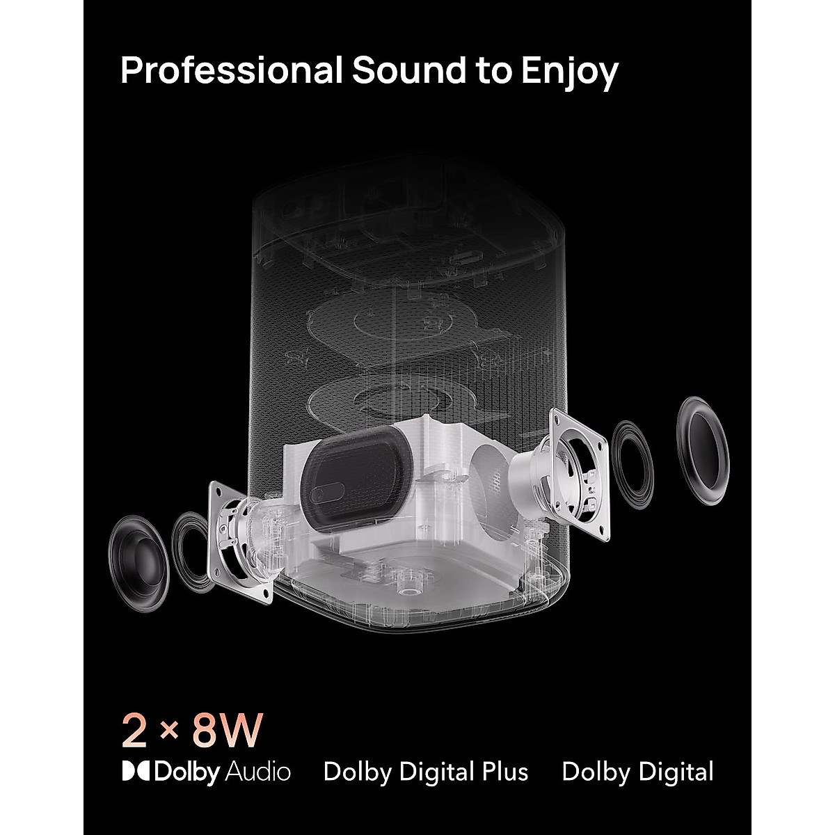 XGIMI MoGo 2 Portable Projector, Mini Projector with Wifi and Bluetooth, 400 ISO Lumens Movie Projector, Android TV 11.0, 2X8W Speakers, Auto Focus, Object Avoidance, and Screen Adaption