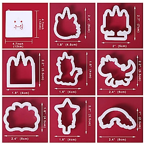 Mini Fantasy Horse Cookie Biscuit Fondant Cake Mold - Set of 16 - 8Pcs Cookie Cutter and 8Pcs Cookie Stencils, Include Horse Head, Horse, Plaque Frame, Magic Wand and Rainbow