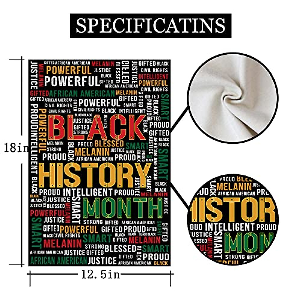Black History Month Garden Flag Double Sided Black History Month Decoration African American Decoration and Supplies Outdoor Home Decorative Celebration Party Holiday Yard 12.5" X 18"