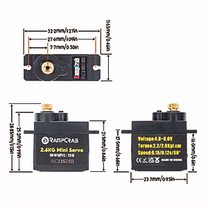 RampCrab RC Steering Servo with Servo Mount Bracket and Servo Horn for AX24 SCX24, RC Car Model Parts, Upgrade Parts for Axial AX24 SCX24 1/24 RC Crawler (Purple Horn)