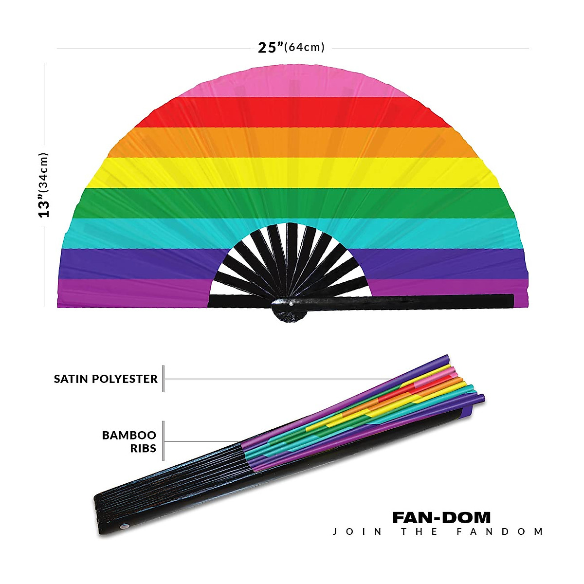 Pride Flag LGBTQA Hand Fan Androgynous Butch Lesbian Demigender Drag Feather Gender Questioning Gilbert Baker Graysexual Pride Fan (Gilbert Baker Flag)