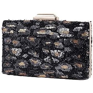 AYKDAS Purses & Totes, Evening Clutches & Crossbody Bags Women's Evening Bag, Leopard Print Style Messenger Party Wedding Bag (Color : Black)