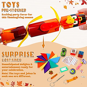Melisheer 12 Pack Thanksgiving Crackers, Thanksgiving Party Table Favor, Turkey Design No Snap No Popping with Party Hat Joke Gift Inside, Thanksgiving Holiday Cracker for Kids Adults