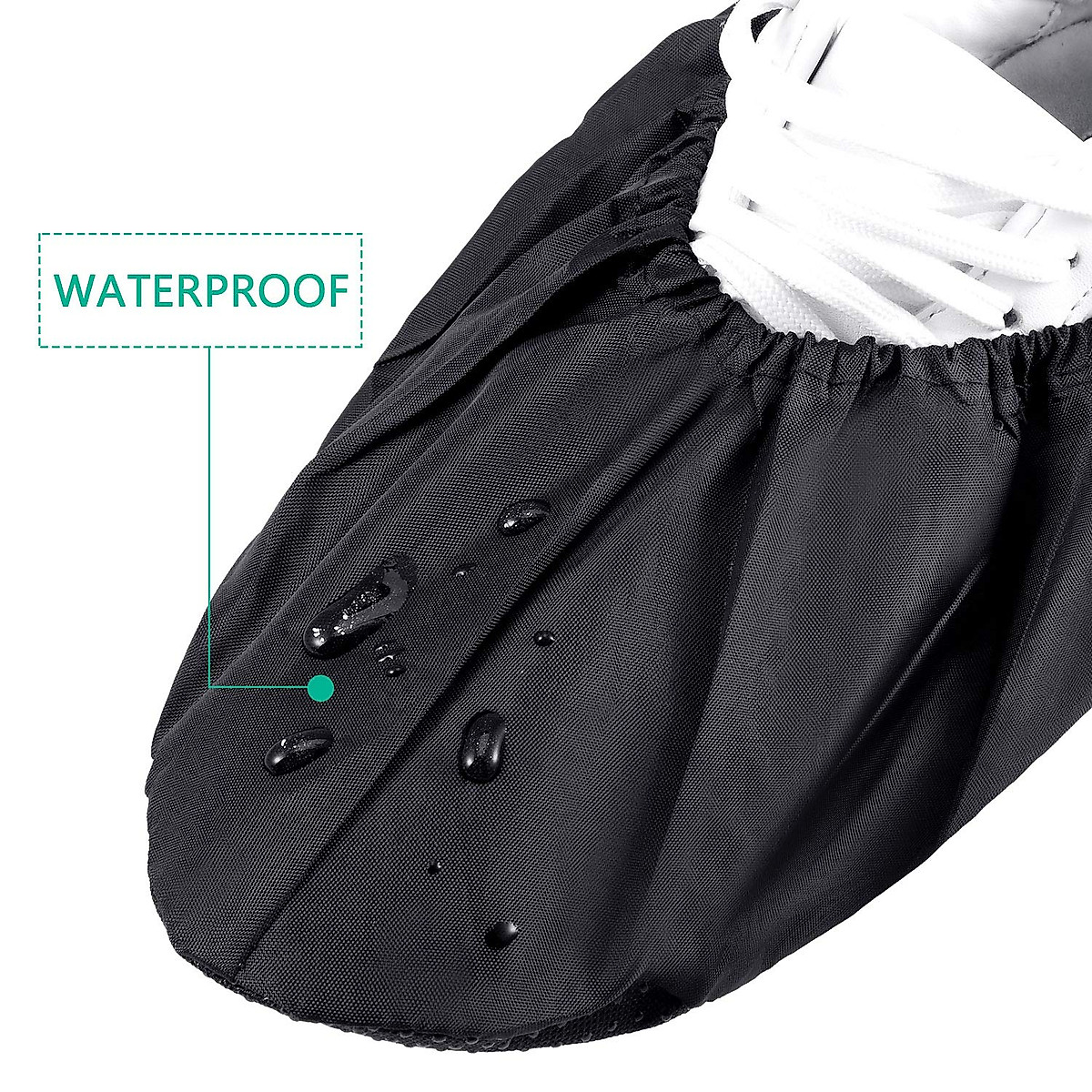 8 Pairs Non Slip Reusable Shoe Covers Waterproof Boot Covers for Household Carpet Floor Protection Machine Washable (Black)