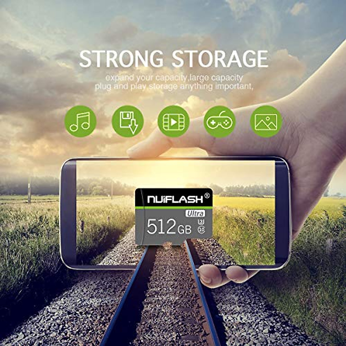 512GB Micro SD Card Class 10 TF Memory Card High Speed Memory Card for Smartphone,Camera,PC,Mac,Drone,Portable Gaming Devices（512GB）