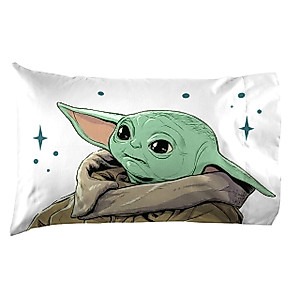 Jay Franco Star Wars The Mandalorian Curious Child Twin Sheet Set - 3 Piece Set Super Soft and Cozy Kid’s Bedding Features The Child Baby Yoda - Fade Resistant Microfiber Sheets