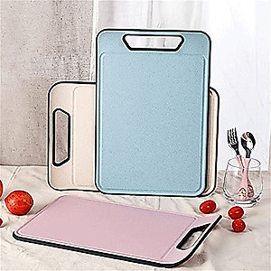 GULRUH Wood Cutting Boards for Kitchen, Cutting Board Kitchen Wheat Straw TPR Cutting Board Juice Trough Non-Slip Cutting Board BPA Free Dishwasher Safe Oil-Free and Durable Kitchen Tool (Color : Bei