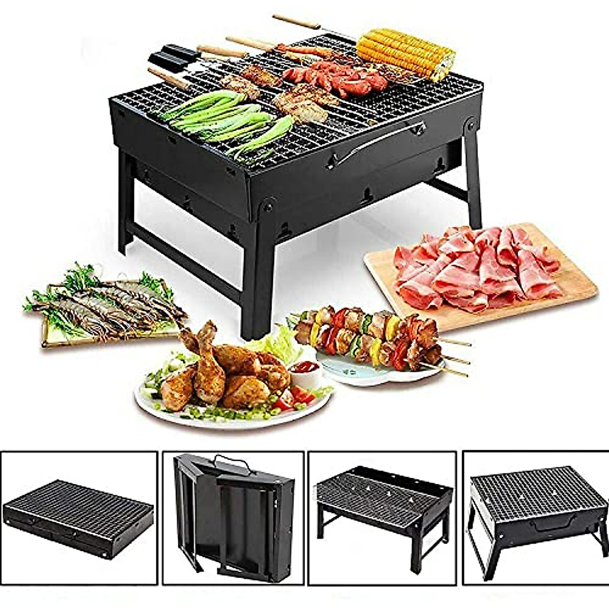 Portable Folding Charcoal Barbecue Grill Outdoor BBQ Utensil Stainless Steel BBQ for Garden Picnic Terrace Camping Travel,S
