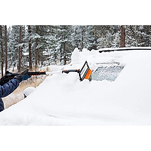BIRDROCK HOME 39" Extendable Snow Brush with Detachable Ice Scraper for Car | 11" Wide Squeegee & Bristle Head | Size: Car & SUV | Lightweight Aluminum Body with Ergonomic Grip | Windshield Paint Safe