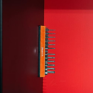 Olsa Tools Professional Hex Bit Organizer with Magnetic Base | Professional Quality Hex Bit Holder for Your Specialty, Drill or Tamper Bits (Orange)