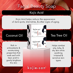 Kojie San Skin Brightening Soap - Original Kojic Acid Soap that Reduces Dark Spots, Hyperpigmentation, & Scars with Exfoliating Soap Net Included – 135g x 6 Bars