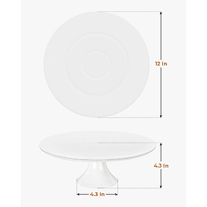 Kootek White Cake Stand, 12 x 12 Inches Porcelain Cake Plate Cake Pedestal Stand Display Dessert Stand for Party, Wedding, Birthday, Baby Shower