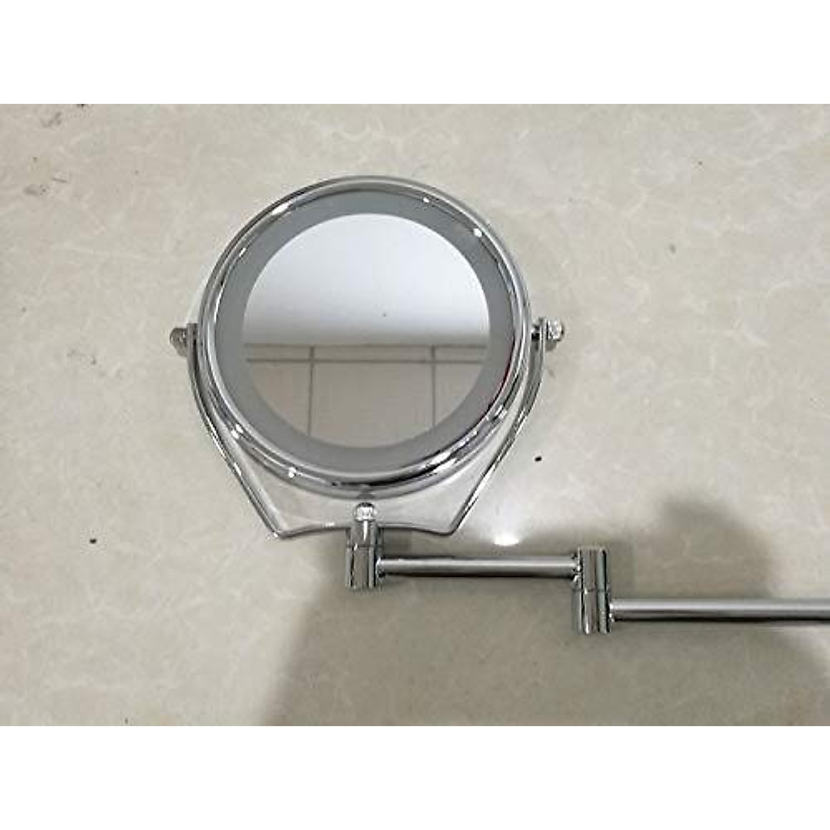 KXA Bathroom Vanity Mirrors Illuminated Makeup Mirror Wall Mounted Makeup Mirror 7X Magnification 8'' Two-Sided Swivel Extendable Bathroom Mirror Shaving Mirrors Nickel Finish Makeup Mirror