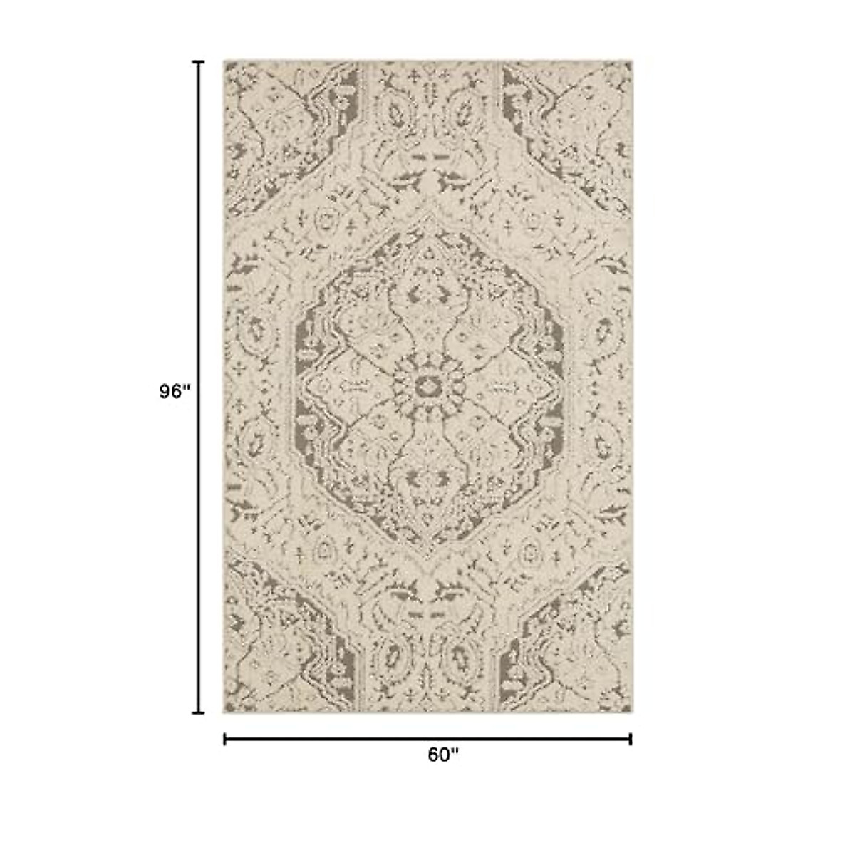 Mohawk Home Francesca Ornamental Medallion Light Gray 5' x 8' Shag Area Rug Perfect for Living Room, Dining Room, Office