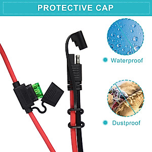 [5 Pack] 2FT SAE to O Ring Terminal Harness 10AWG - Eyelet O-Ring Terminal 10Gauge Harness with 30A Fuse,Battery Trickle Charger Cable for Motorcycle,SAE Quick Connect/Disconnect Charging Cord