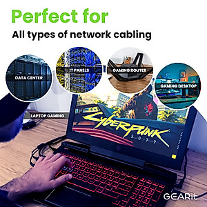 GearIT Cat 6 Ethernet Cable (100-Pack 1 Foot) Cat6 Network Patch, 10Gbps, RJ45, Snagless Cord, Gold-Plated Connectors, Internet for PC, TV, Tablet, Router, Printer, Servers, IT Data Center - Black