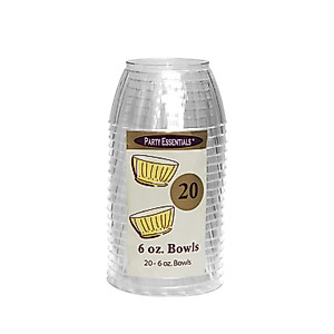 Party Essentials Deluxe/Elegance Quality Plastic 6-Ounce Fruit/Nut/Dessert Bowls, Clear, 20 Count