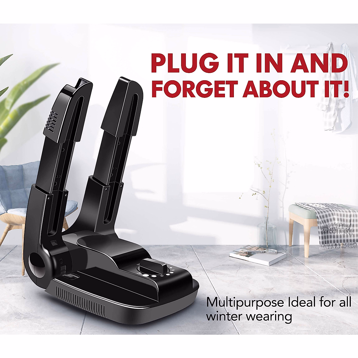 Manledio Portable Electric Shoes Boots Dryer and Warmer with Folding and Drying Adjustable Rack