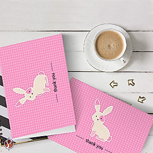 Rabbit Lovely Animal Thank You Note Greeting Cards with Envelopes | Printed on Thick and Sturdy 80lb (216gsm) Cardstock | Blank Interior | A2 Size – 4.25 x 5.5” | 25 per Pack