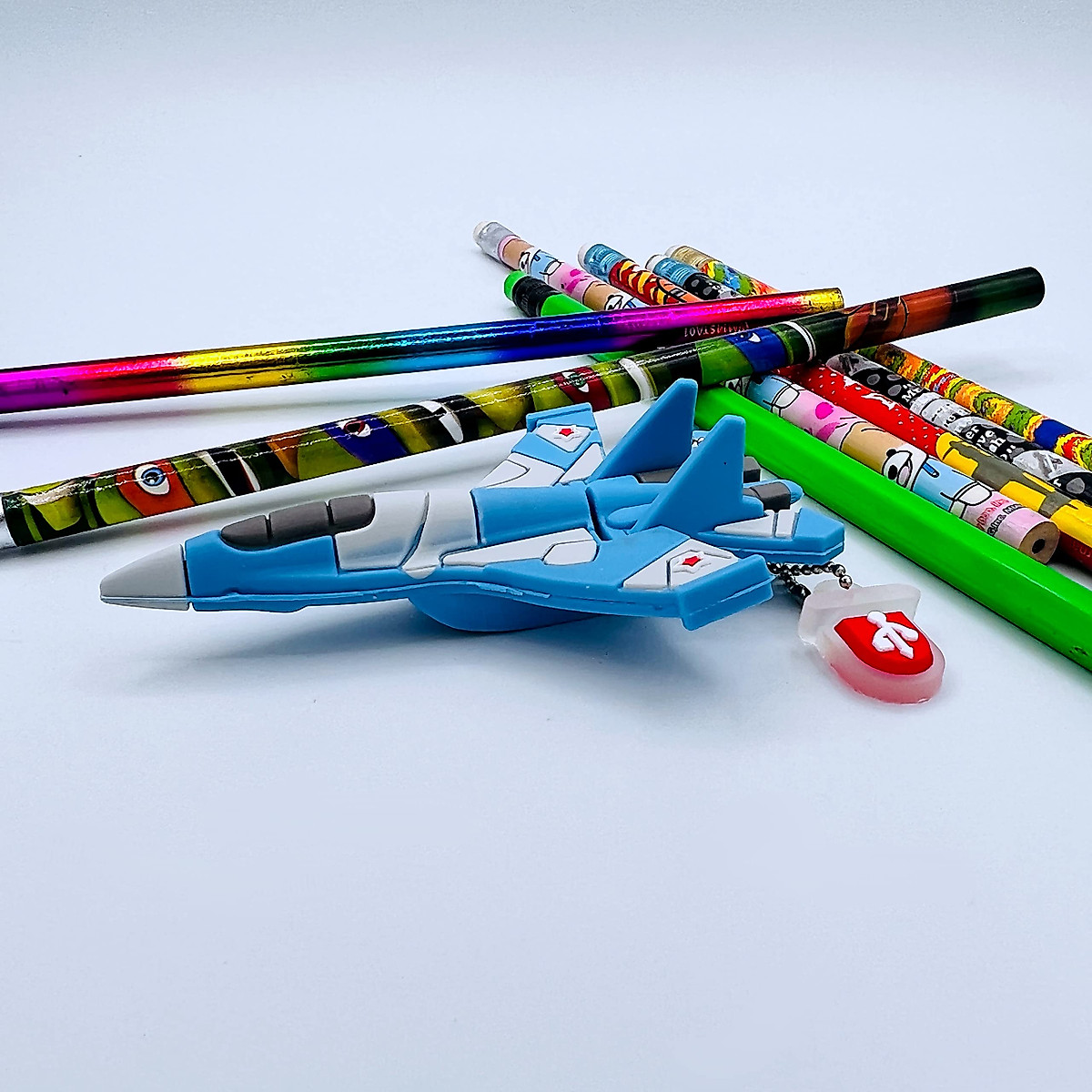 Novelty Thumb Drive - Cute USB Drive 16GB - Fighter USB Drive - Trendy USB (Blue Fighter Plane)