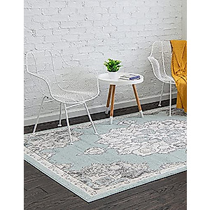 Unique Loom Parker Collection Area Rug - Kokulu (10' x 14' Rectangle, Aqua/Beige)