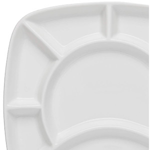 MyCuisina Divided Fondue Plates, White Stoneware Set of 4, 8 Sections – Gift Boxed