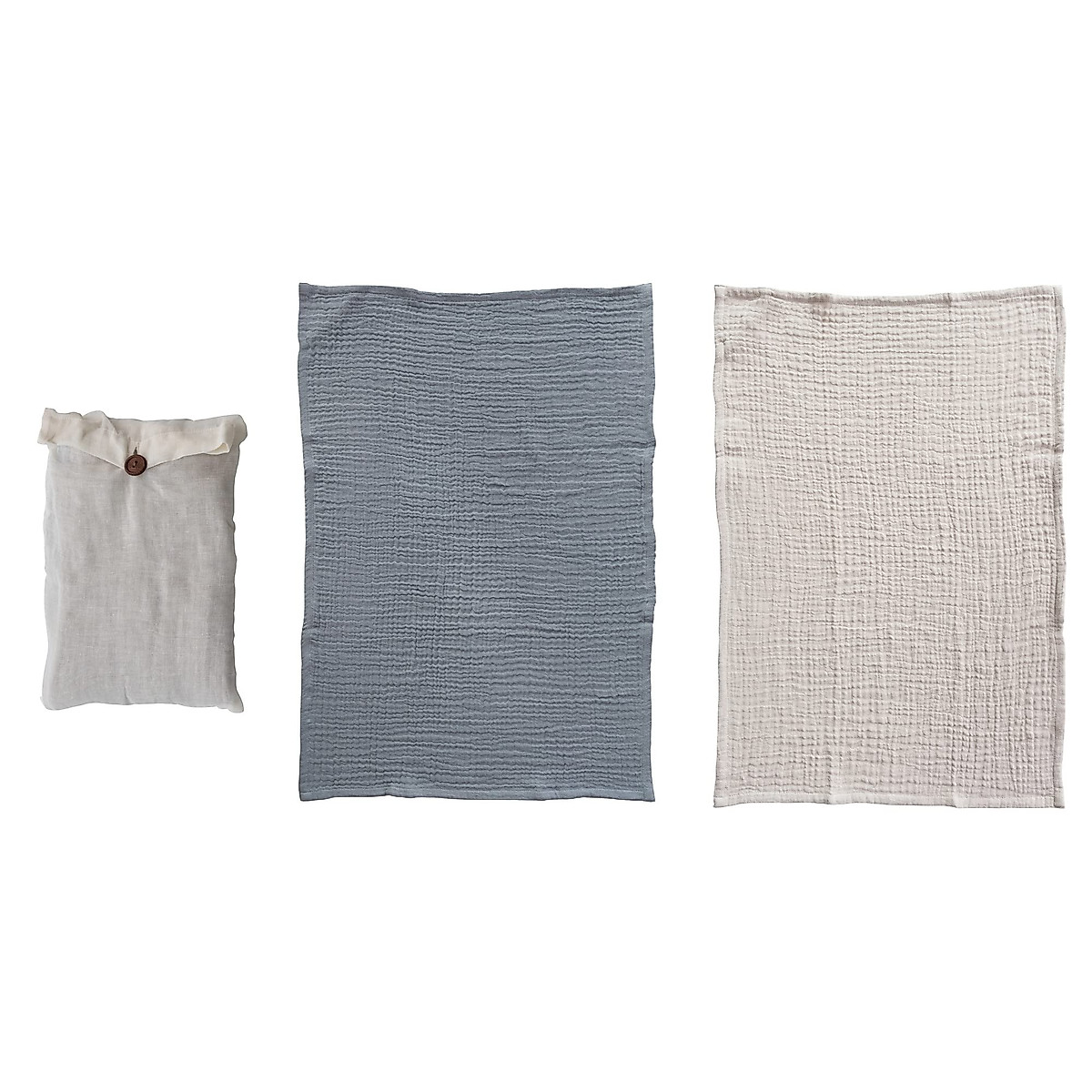 Creative Co-Op Cotton Double Cloth, Set of 2 in Bag, Charcoal and Taupe Tea Towels, 28" L x 18" W x 0" H, Black & Cream