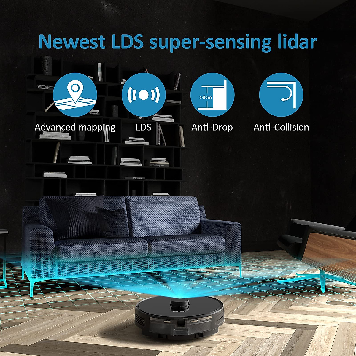 Arnagar Robot Vacuum, 2022 Newest Robot Vacuum and Mop Combo, Strong Suction, 220 Mins Runtime, Compatible with Alexa, Ideal for Pet Hair (S8-pro)