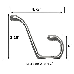 ANGSTROM 1-Pack Double Coat and Hat Hook, Wall Mounted with Screws (Brushed Nickel)