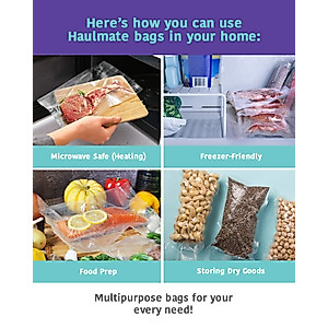 HAULMATE Vacuum Sealer Bags 11"x50' and 8"x50' 2 Rolls. Commercial Grade, BPA Free, Heavy Duty, Great for vac storage, Meal Prep or Sous Vide