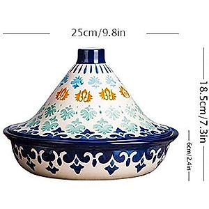 Hand Painted TagineCooking Pot Natural Tagine Casserole Pot Cooking Pot For Cooking And Stew Casserole Slow Cooker Compatible 22.5.29