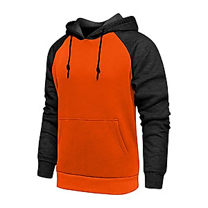 Mens Hoodies, Black Hoodie Men Men's Hoodies And Blue Hoodies With Designs Street Man Loose Blank Fleece Sweater Large Long Sleeve Hoodie Grey Oversized Sweater Zip Up Heavy Duty (L, Orange)