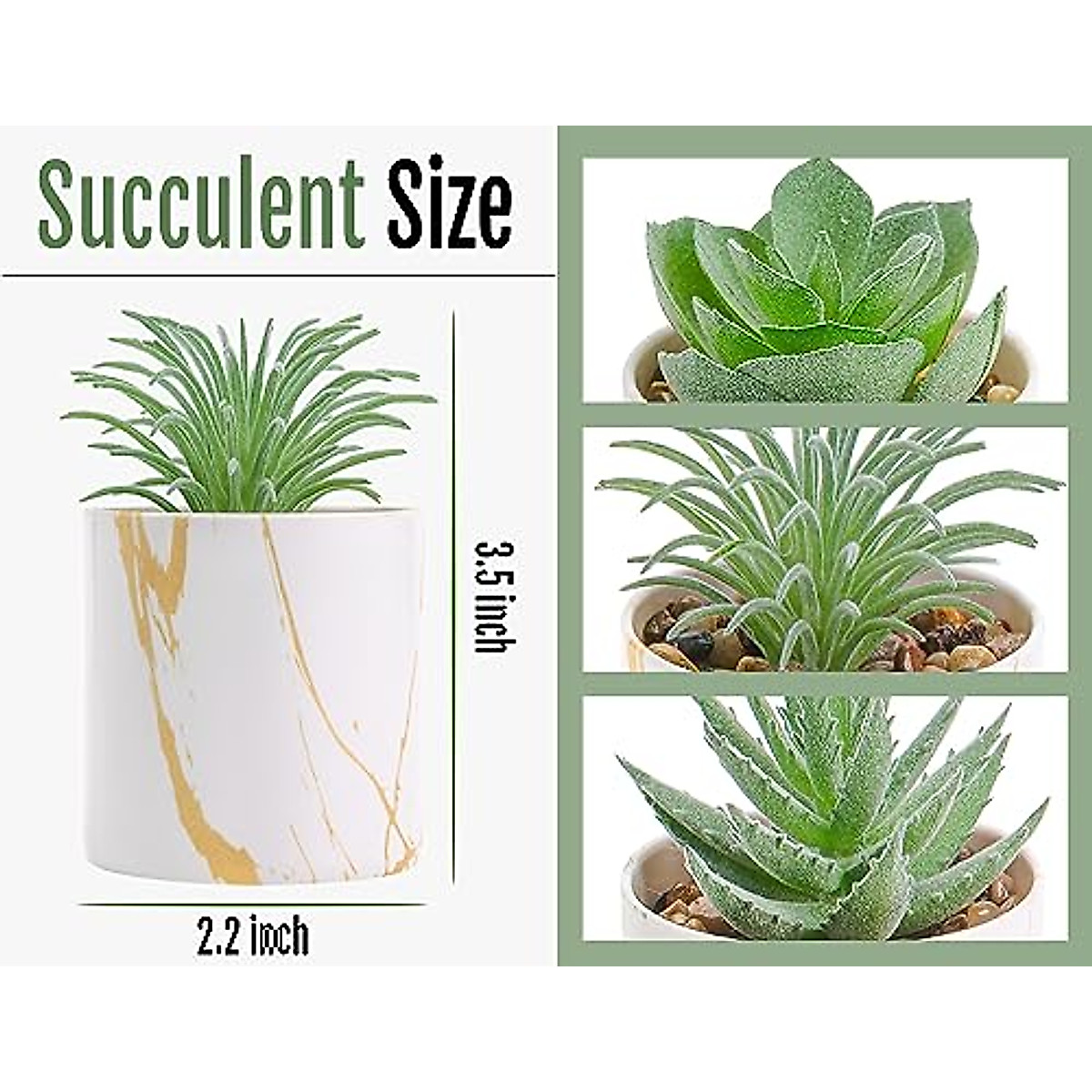 Der Rose 3 Packs Small Fake Plants Succulents Plants Artificial in Pots for Home Office Desk Decor for Women