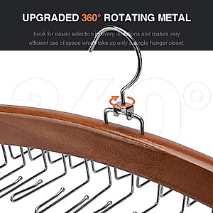 Ulimart Tie Rack 2Pcs Tie Racks for Men Closet 24 Hooks, Wooden Tie Organizer with Upgraded 360°Rotating, Scarves Accessories Closet Organizer for Bras,Tank Tops,Camisoles etc.Walnut…