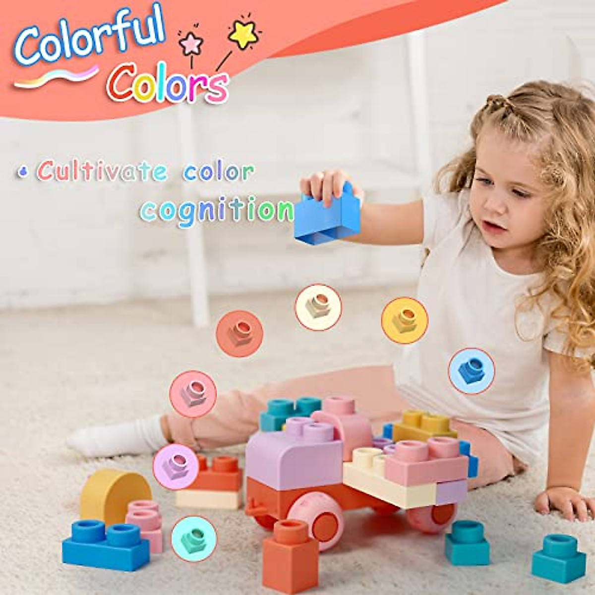 Soft Building Block Sets for Kids Aged 18 months to 6 years old.Top STEM Building Blocks for preschool.Large Construction Block Toys for Toddler to Improve Imagination、Creativity、Hands-on Ability