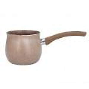 Coffee Pot, 10cm Single Handle Coffee Warmer Boiling Pot Mini Milk Pan Aluminum Alloy Non Stick for Cooking (Brown)