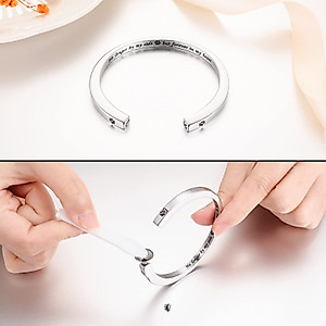 Dletay Urn Bracelet Cremation Bracelet for Ashes Memorial Ashes Bracelet Openable Cuff Bangle Bracelet (Forever in my heart-Silver)