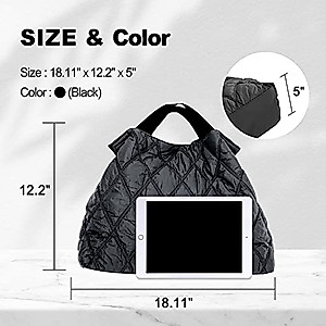 Lightweight (Black) Shoulder bag for Women, 18.11 x 12.2 x 5" Fits anywhere Soft Quilted Padding PufferTote Bag, Purse, Big Capacity, lightweight and durable.